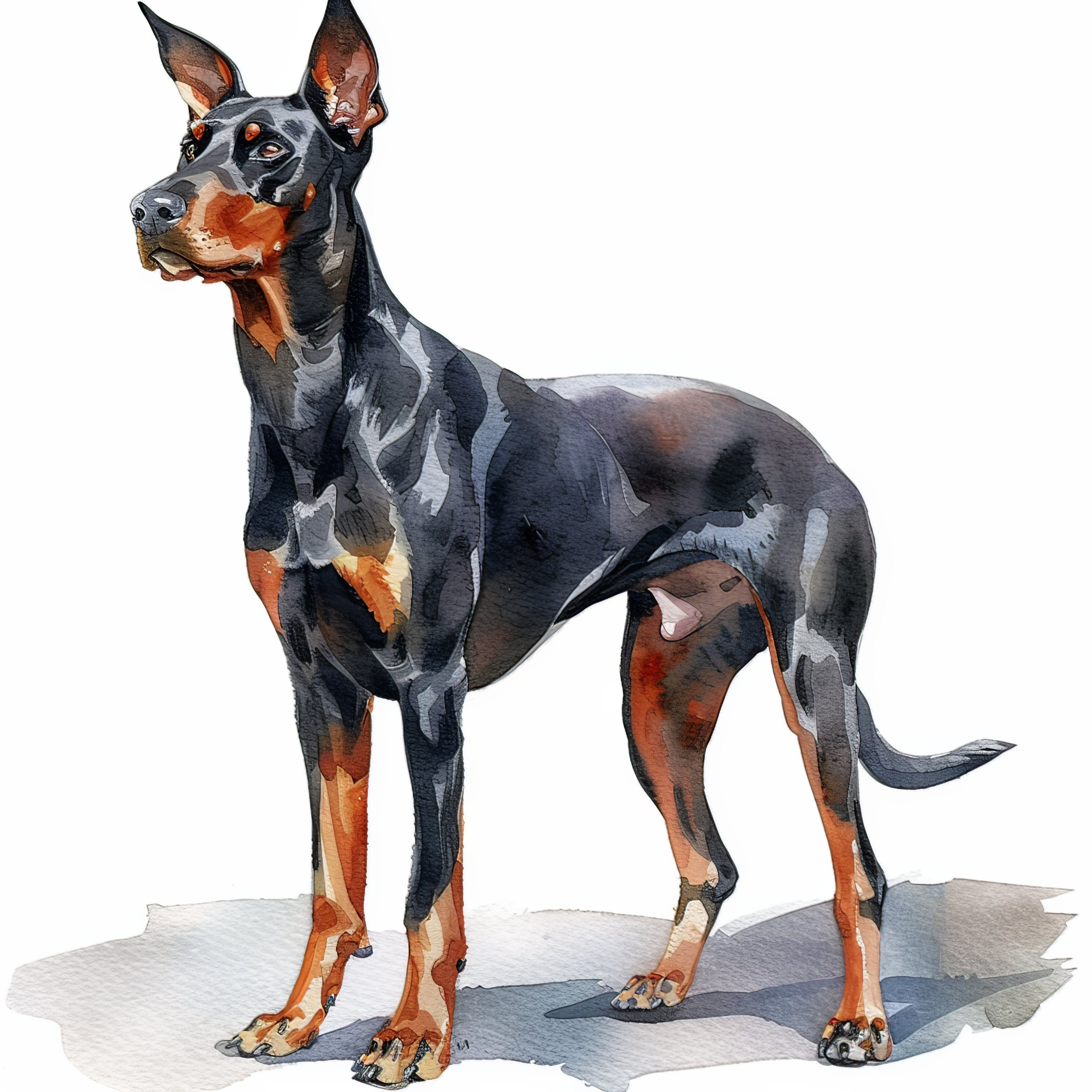 50 Watercolor Doberman Clipart PNG Bundle - - Personal and Commercial ...