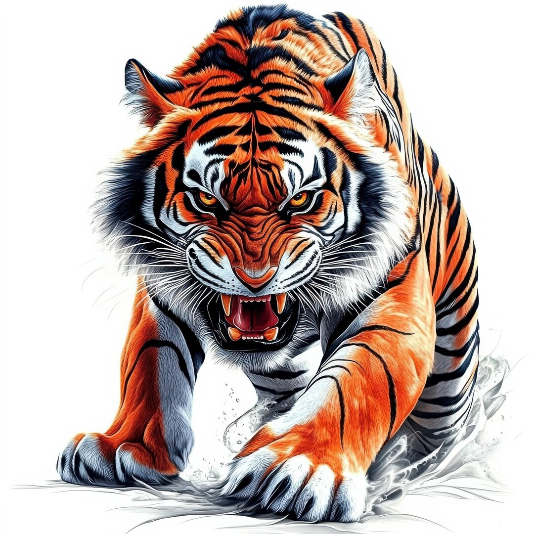 23 Angry Tiger Clipart | Intense Jungle Tiger Illustrations for Bold ...