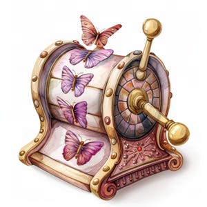 Classic Slot Machines Clipart 25 High Res Watercolor JPG Junk Journals ...