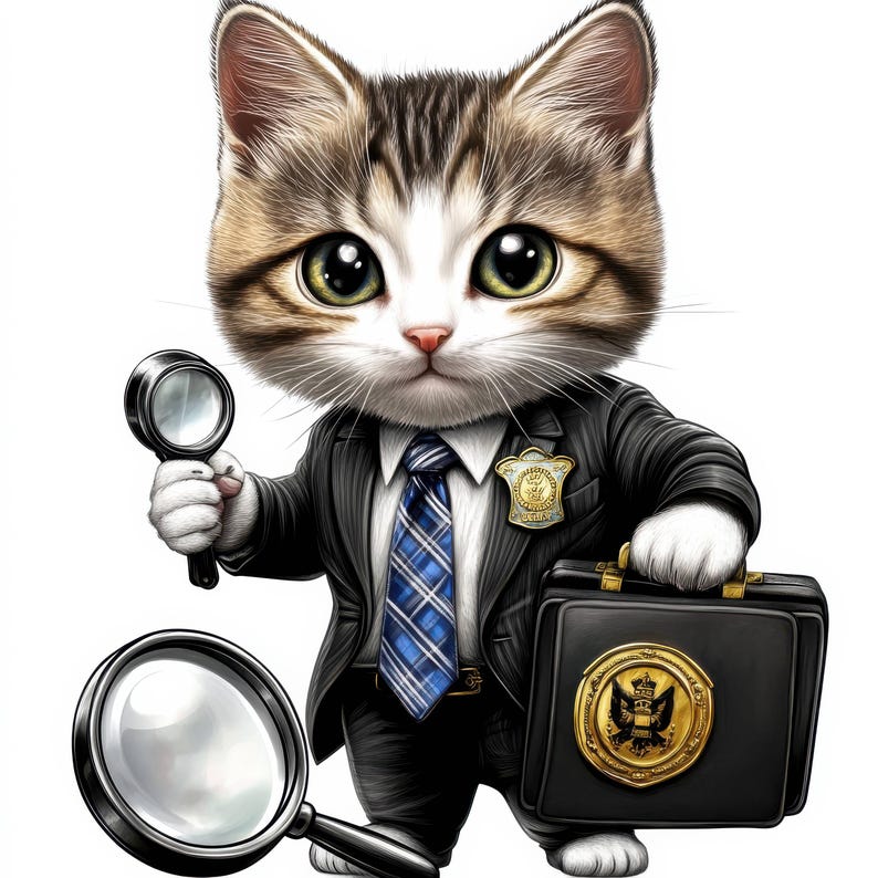 19 FBI Cat Clipart | Sleek FBI Cat Illustrations for Journals Jpg ...