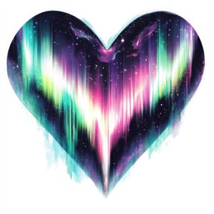 19 Aurora Heart Clipart High Res Watercolor Jpgs Magical Galaxy Hearts ...
