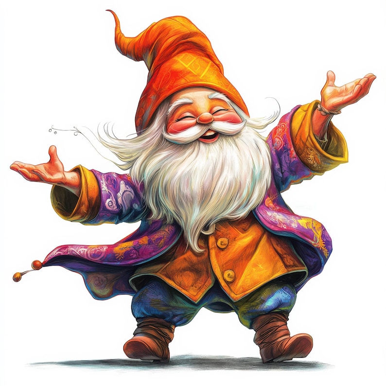 23 Dancing Gnome Clipart | Whimsical Watercolor Gnome Illustrations for ...