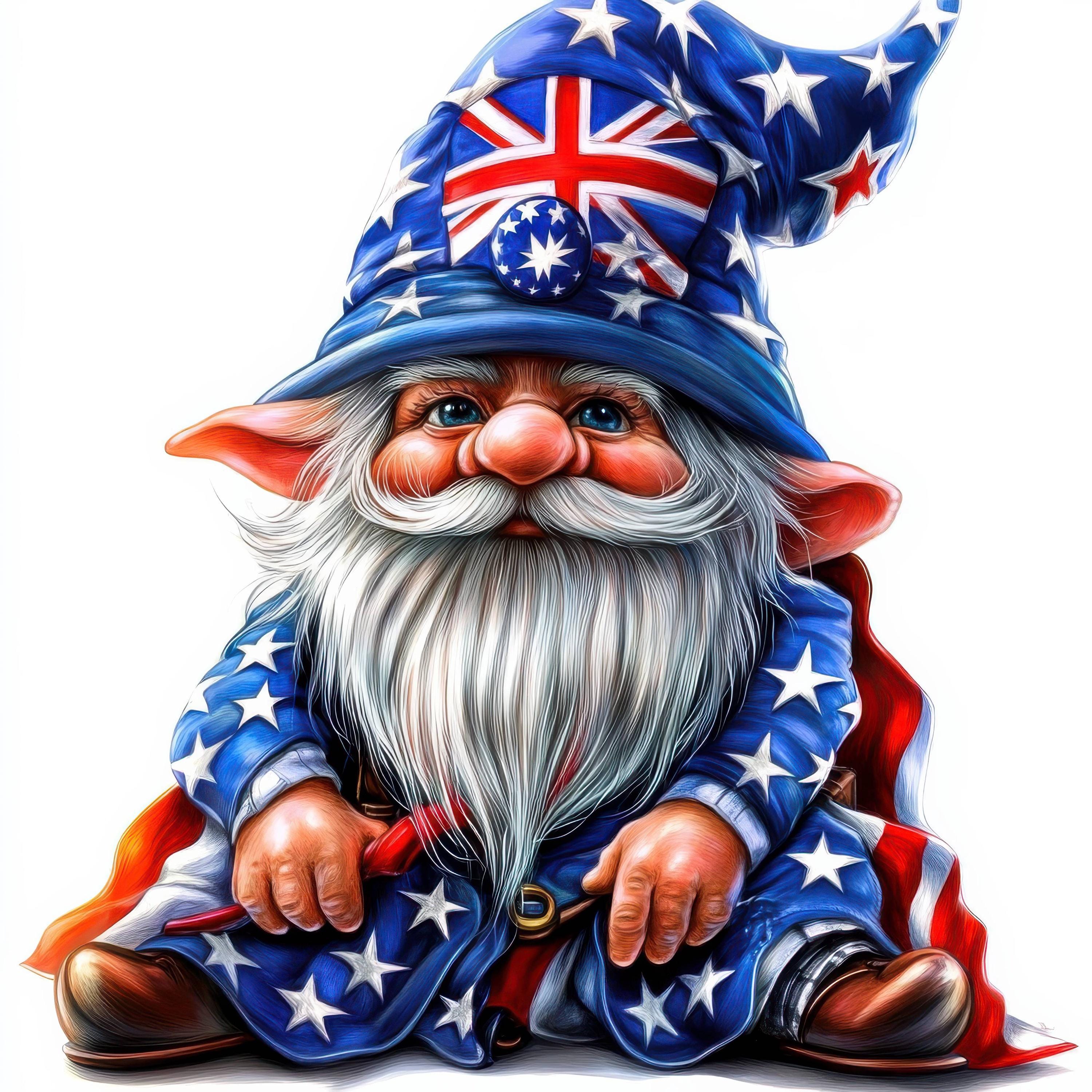 21 Patriotic Clipart Charming Union Jack Gnome Watercolor Jpgs UK Gnome ...