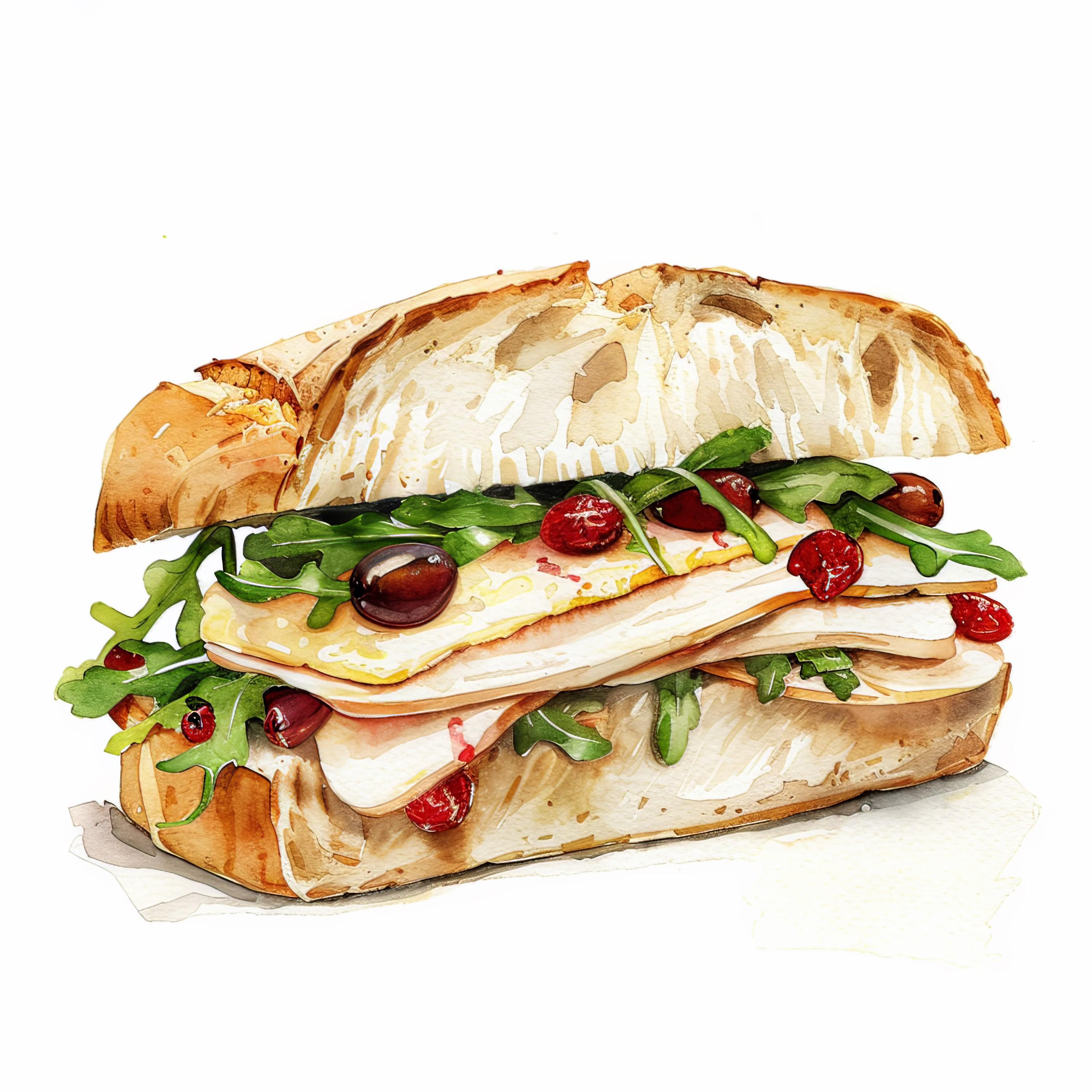 Sandwiches 50 Clipart High Res Watercolor JPG Junk Journals , Card ...