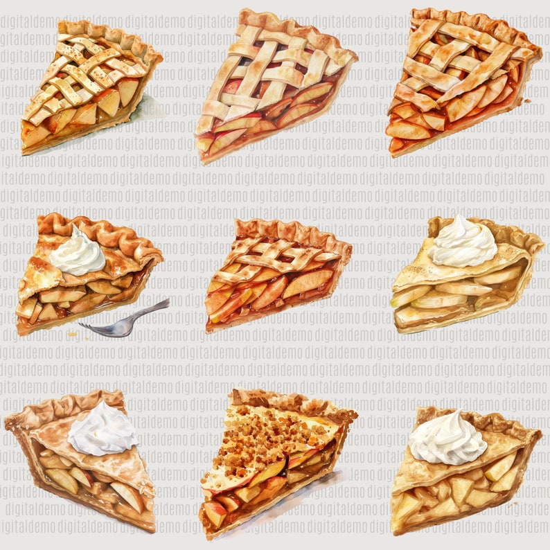 50 Watercolor Apple Pie Printable, Bakery Clipart PNG Bundle ...