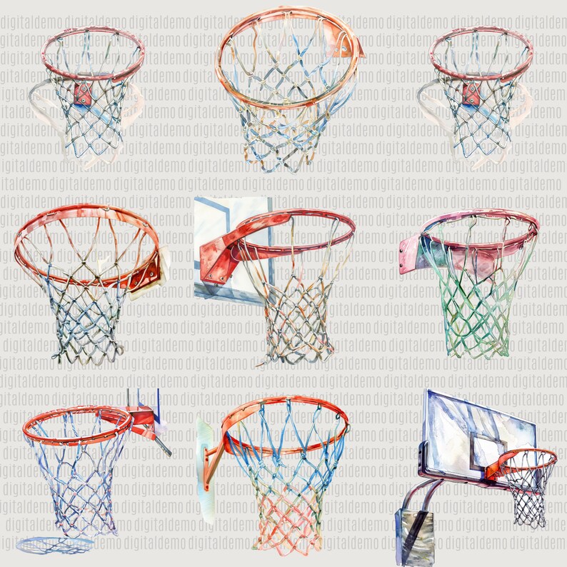50 Watercolor Basketball Hoop Clipart PNG Bundle - - Personal and ...