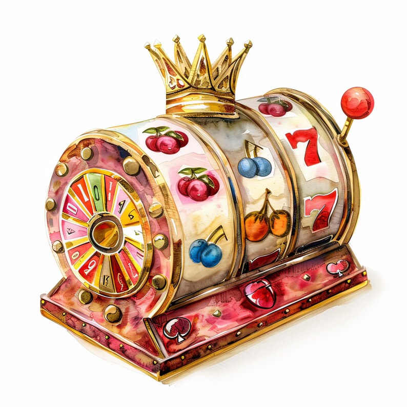 Classic Slot Machines Clipart 25 High Res Watercolor JPG Junk Journals ...