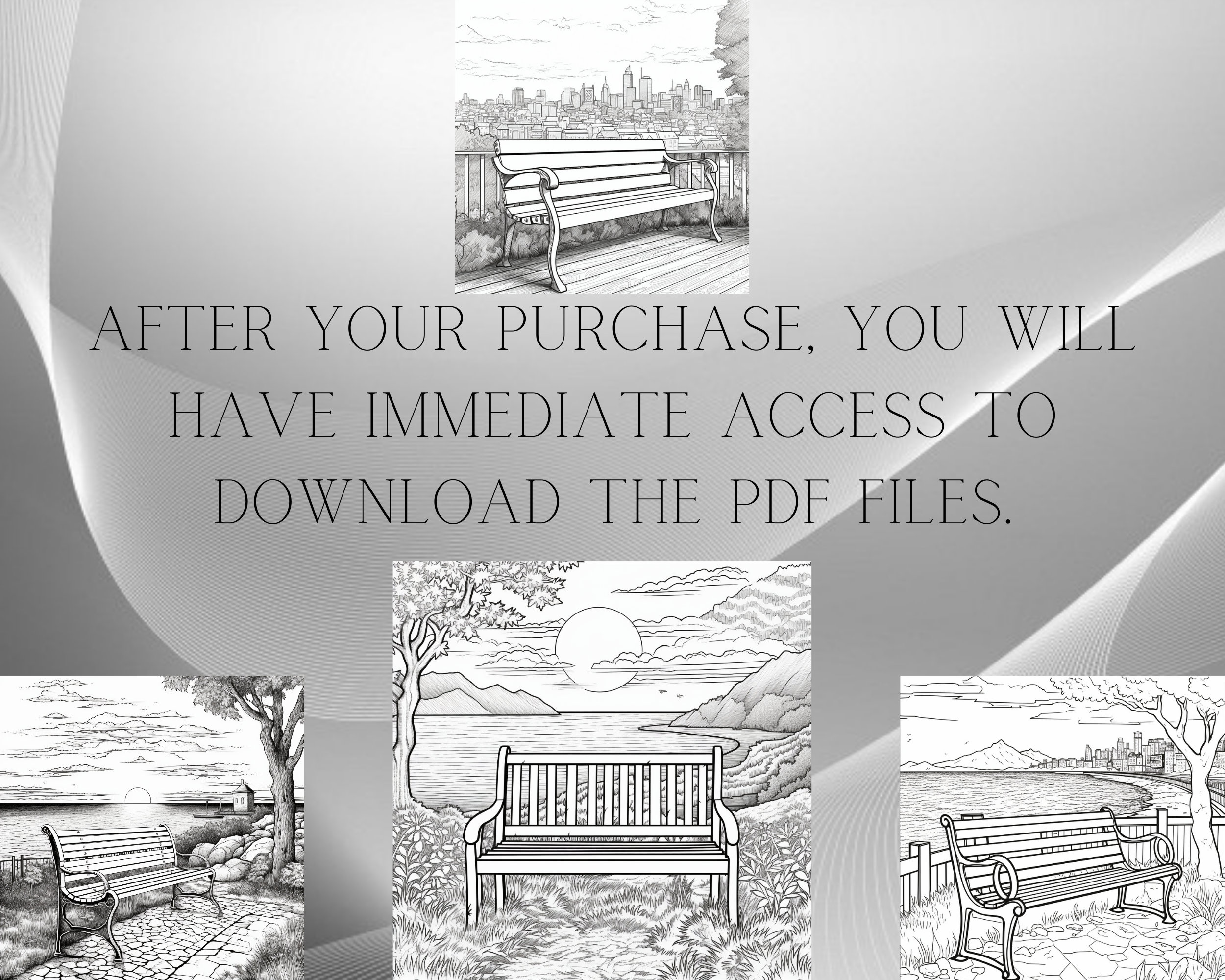 50 Bench With Colorıng Pages | Printable PDF A4 | Cute Kids Coloring ...