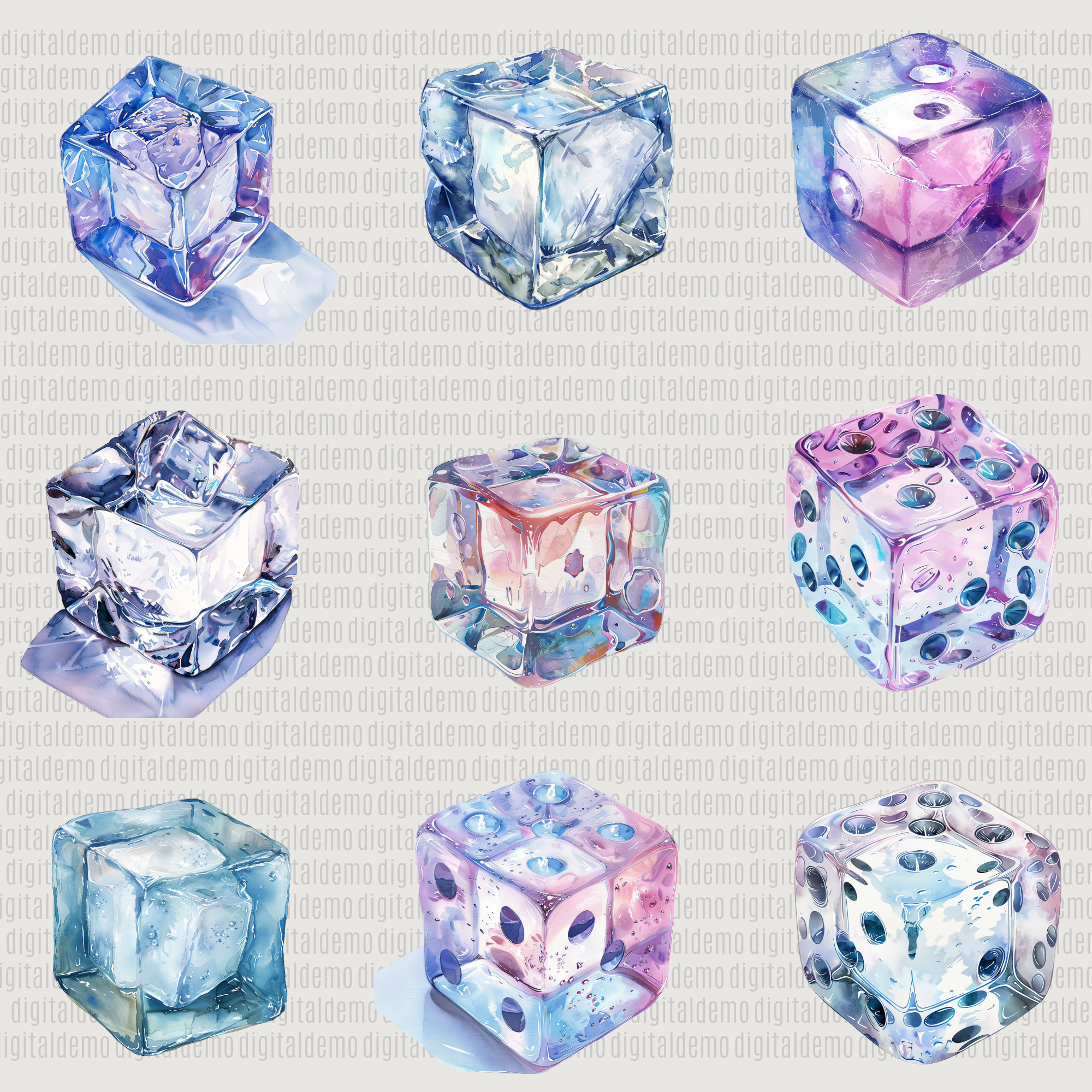 50 Watercolor DICE Clipart PNG Bundle - - Personal and Commercial Use ...