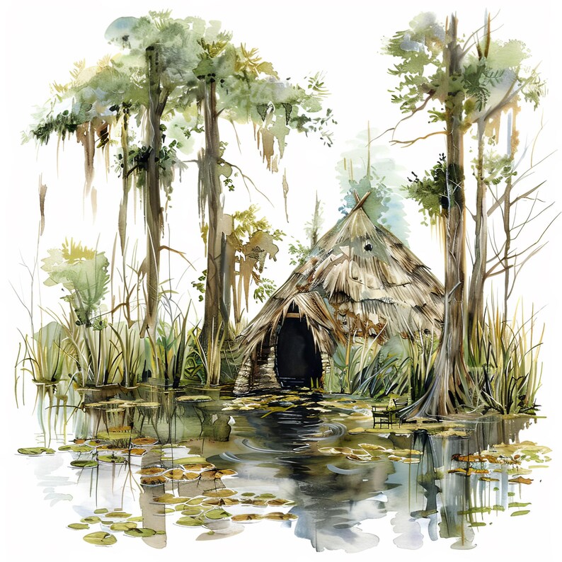 Mystical Swamp Cottage Clipart 25 High Res Watercolor JPG Junk Journals ...