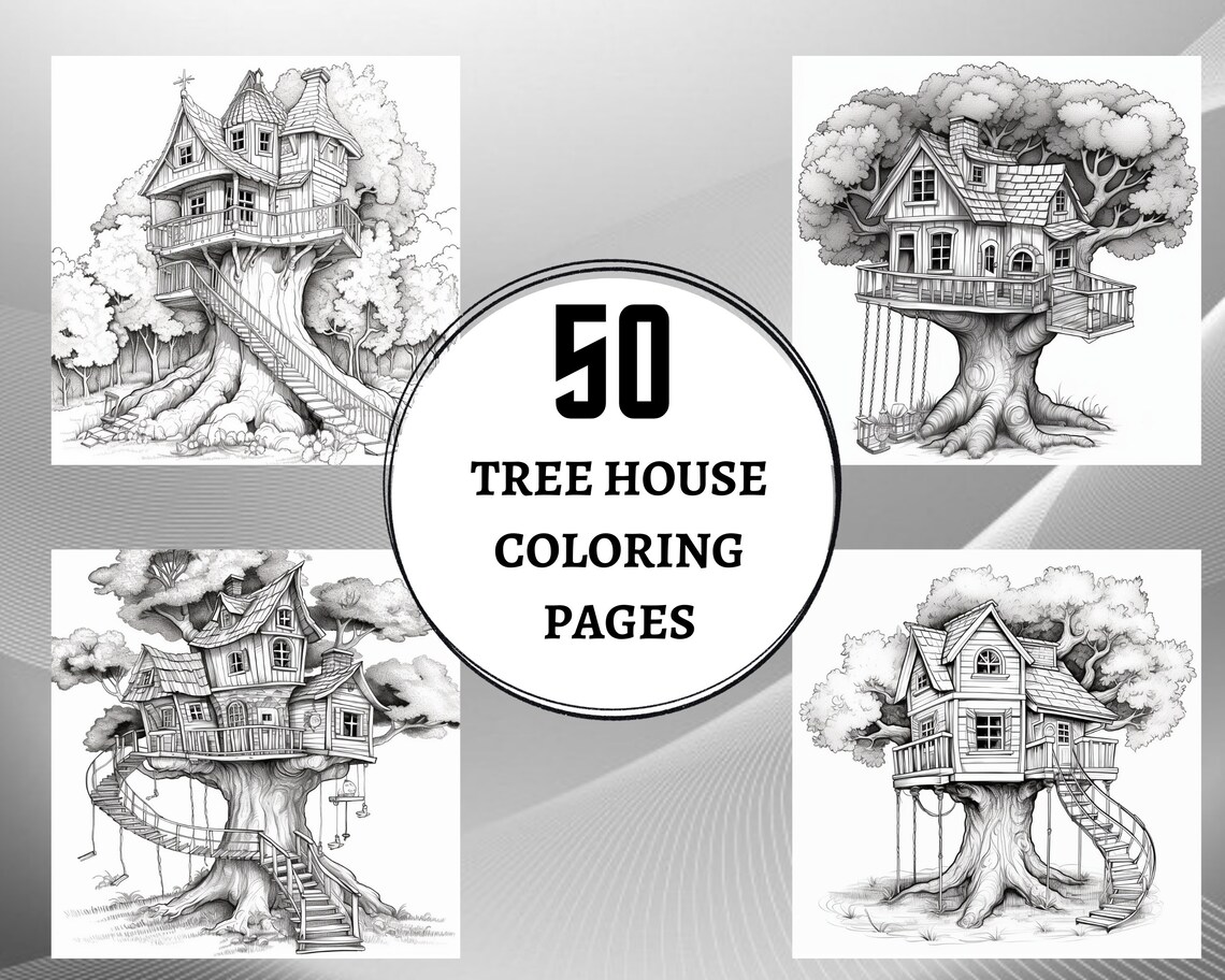 50 Treehouse Colorıng Pages Printable PDF A4 Cute Kids Coloring Pages ...