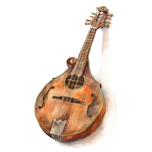 Mandolins Clipart 50 High Res Watercolor Png Junk Journals, Card Making ...
