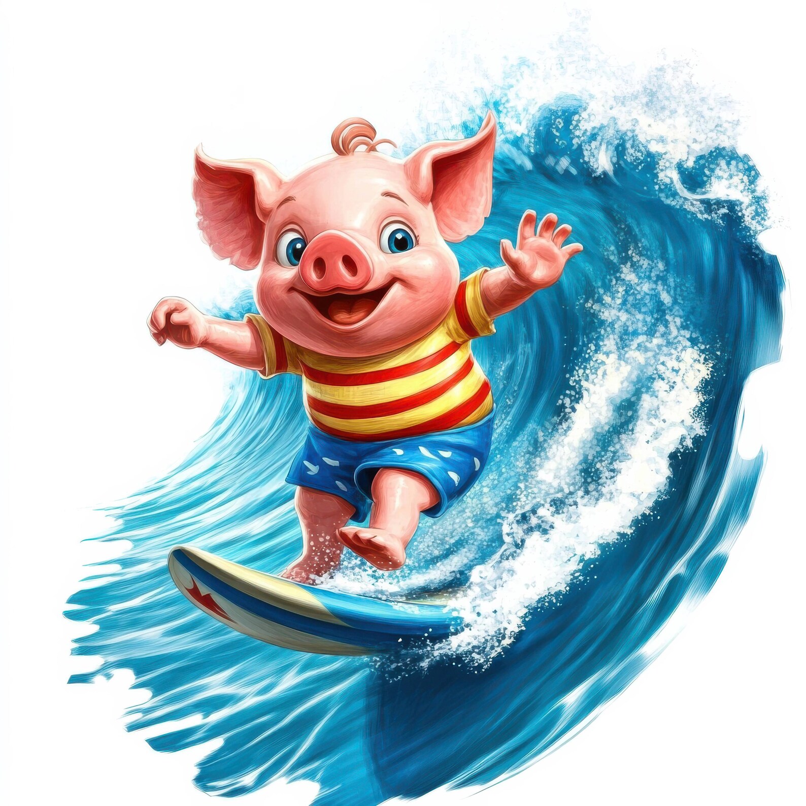 21 Piggy Surfing Clipart | Adorable Pig on a Surfboard for Summer Beach ...