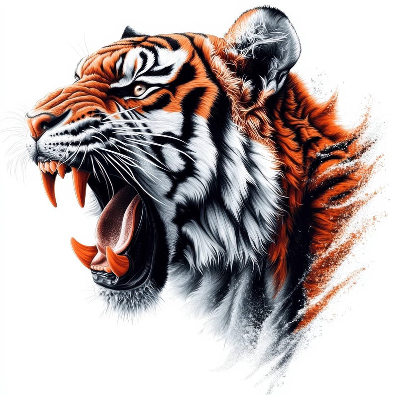 23 Angry Tiger Clipart | Intense Jungle Tiger Illustrations for Bold ...