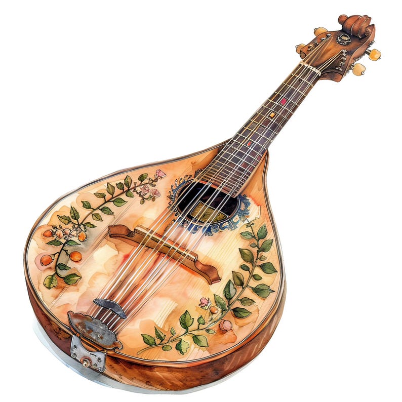 Mandolins Clipart 50 High Res Watercolor Png Junk Journals, Card Making ...