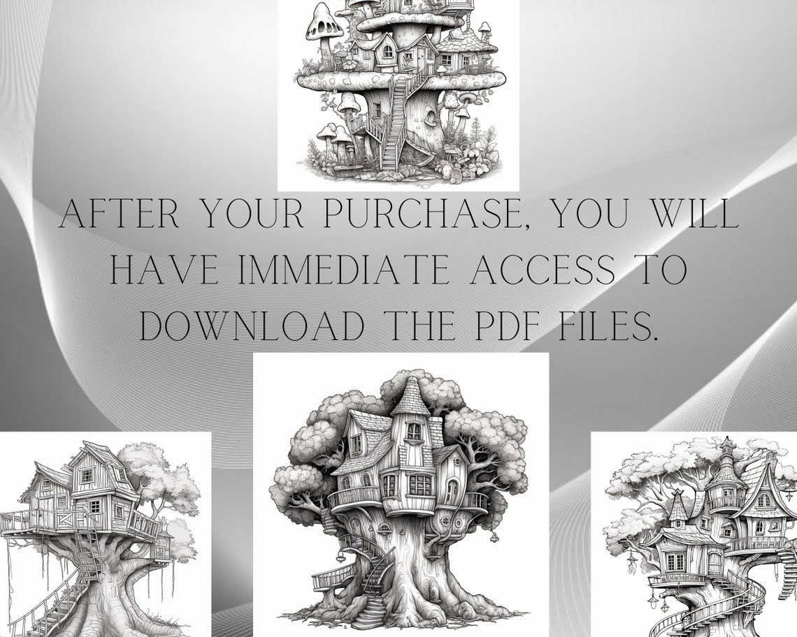 50 Treehouse Colorıng Pages | Printable PDF A4 | Cute Kids Coloring ...