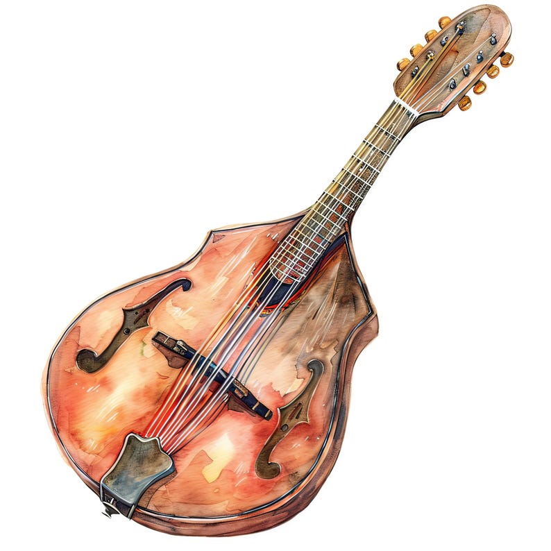 Mandolins Clipart 50 High Res Watercolor Png Junk Journals, Card Making ...