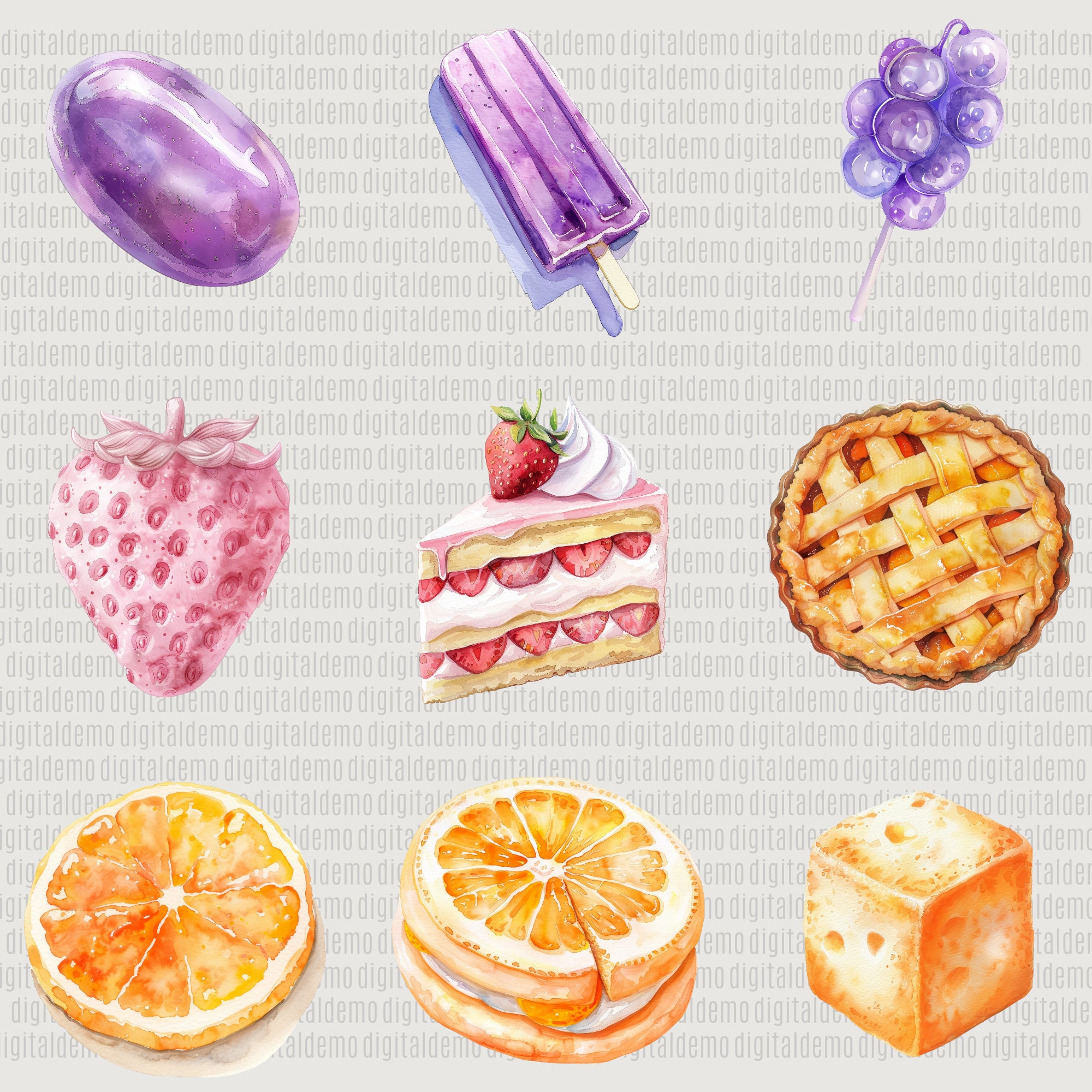 50 Watercolor Pastel Sweets Clipart PNG Bundle Personal and Commercial ...