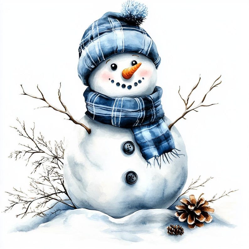 25 Christmas Snowman Digital Clipart High-resolution Festive & Cute ...