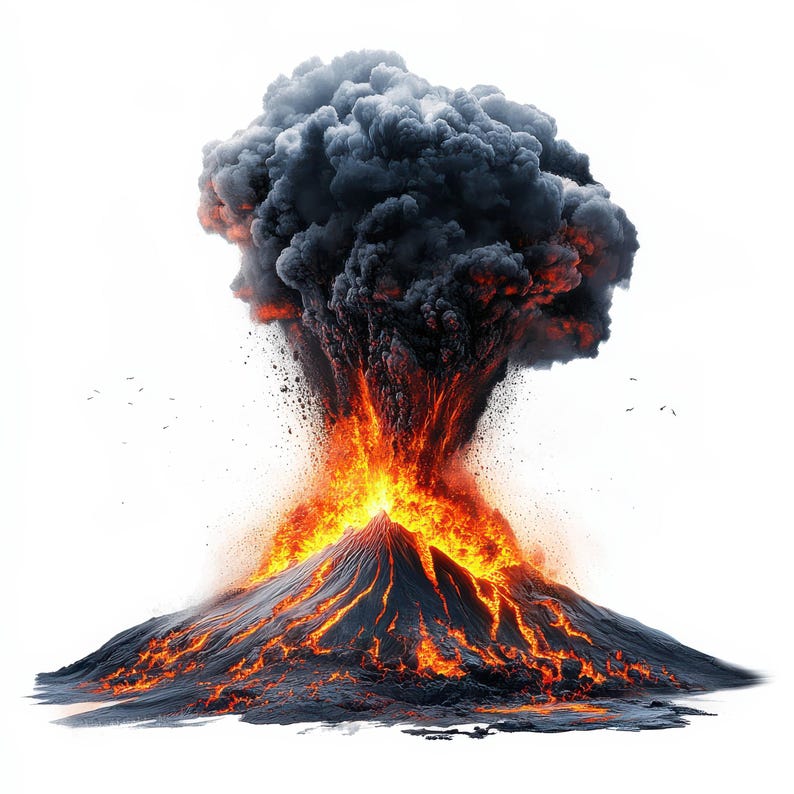 14 Erupting Volcano Clipart Explosive Volcano Illustrations for ...
