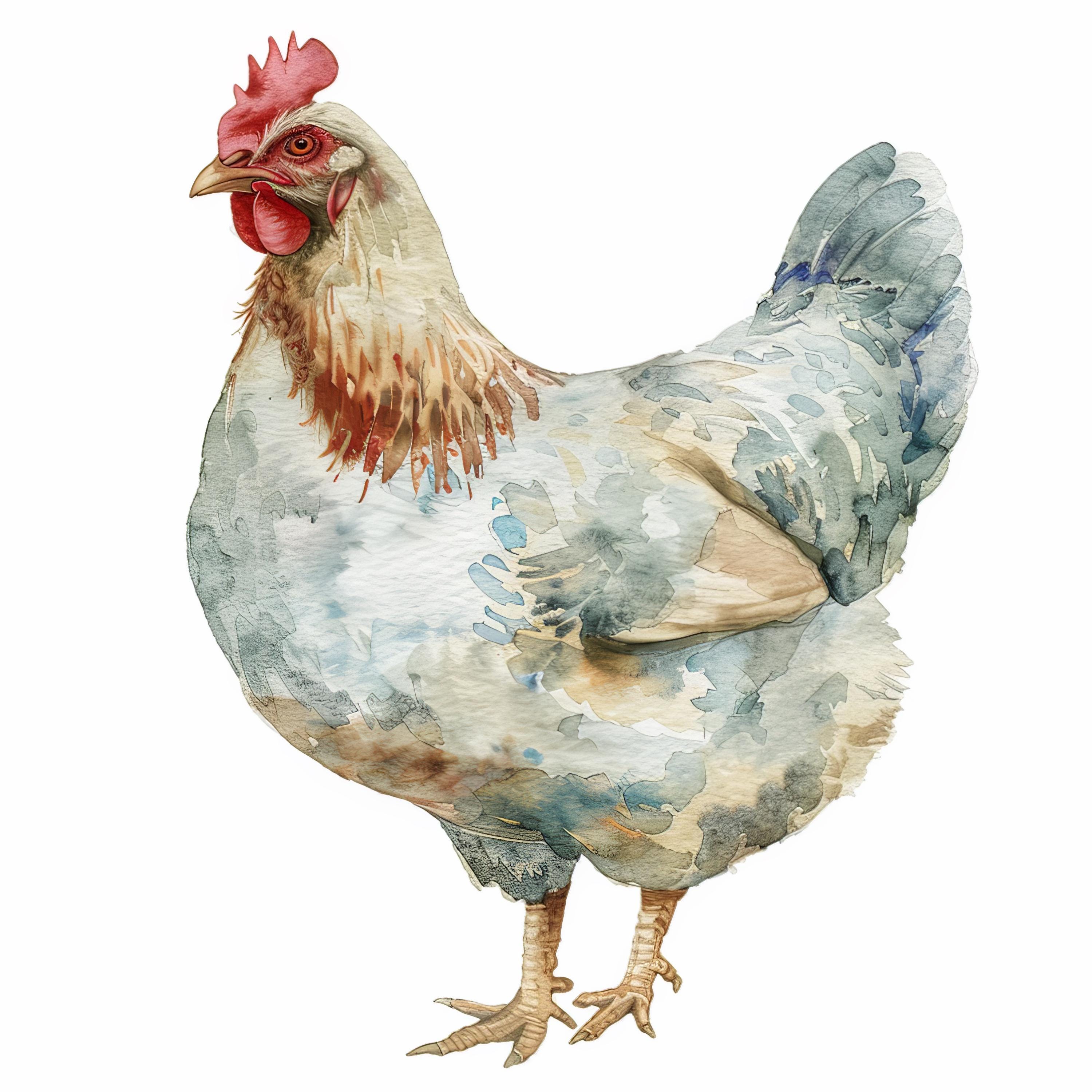 50 Watercolor Chicken Clipart PNG Bundle - - Personal and Commercial ...