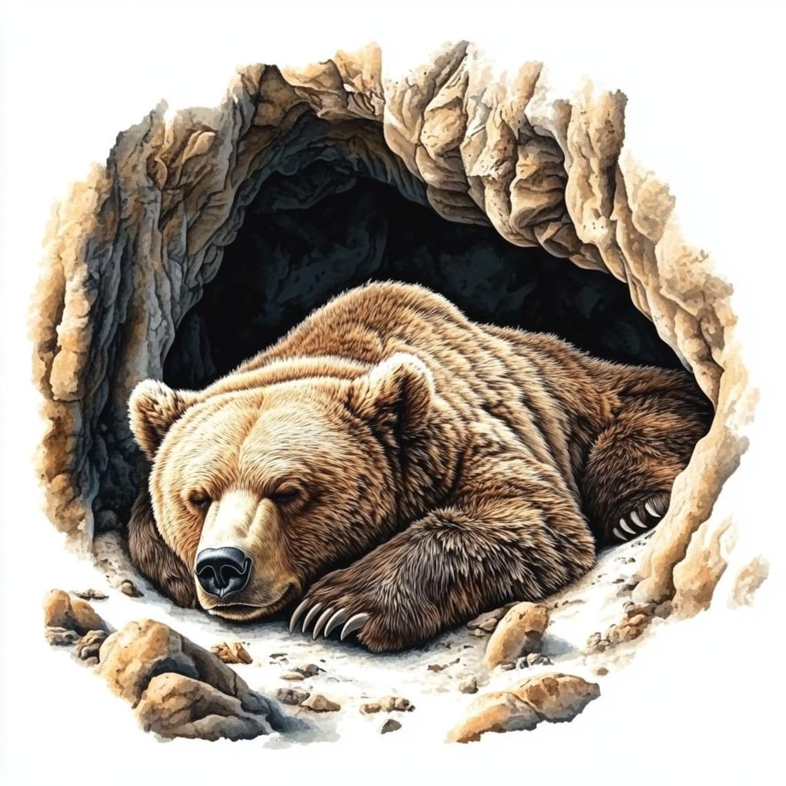 25 Hibernating Bear Digital Clipart | High-resolution | Cozy Nature ...