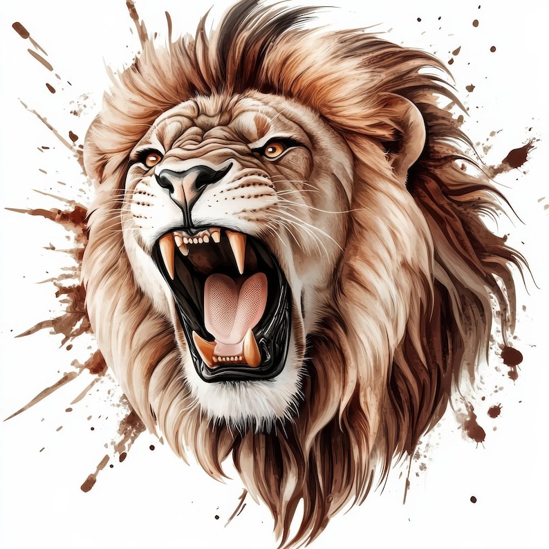 21 Enraged Lion Clipart | Powerful Furious Lion Illustrations for ...