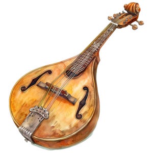 Mandolins Clipart 50 High Res Watercolor Png Junk Journals, Card Making ...