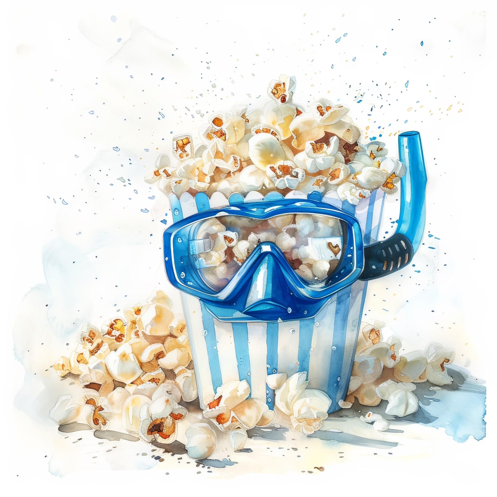 Movie Night Popcorn Clipart 25 High Res Watercolor Jpg Junk Journals ...