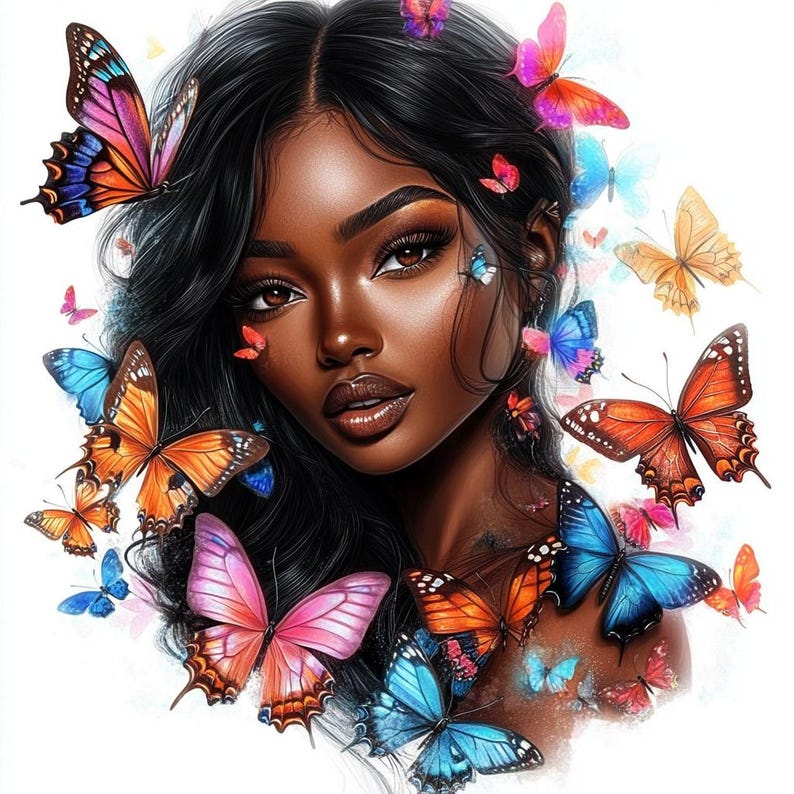 25 Melanin Girl Digital Clipart | High-resolution | Empowering Artistic ...