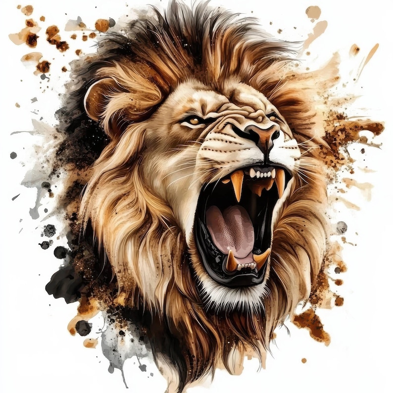 21 Enraged Lion Clipart | Powerful Furious Lion Illustrations for ...