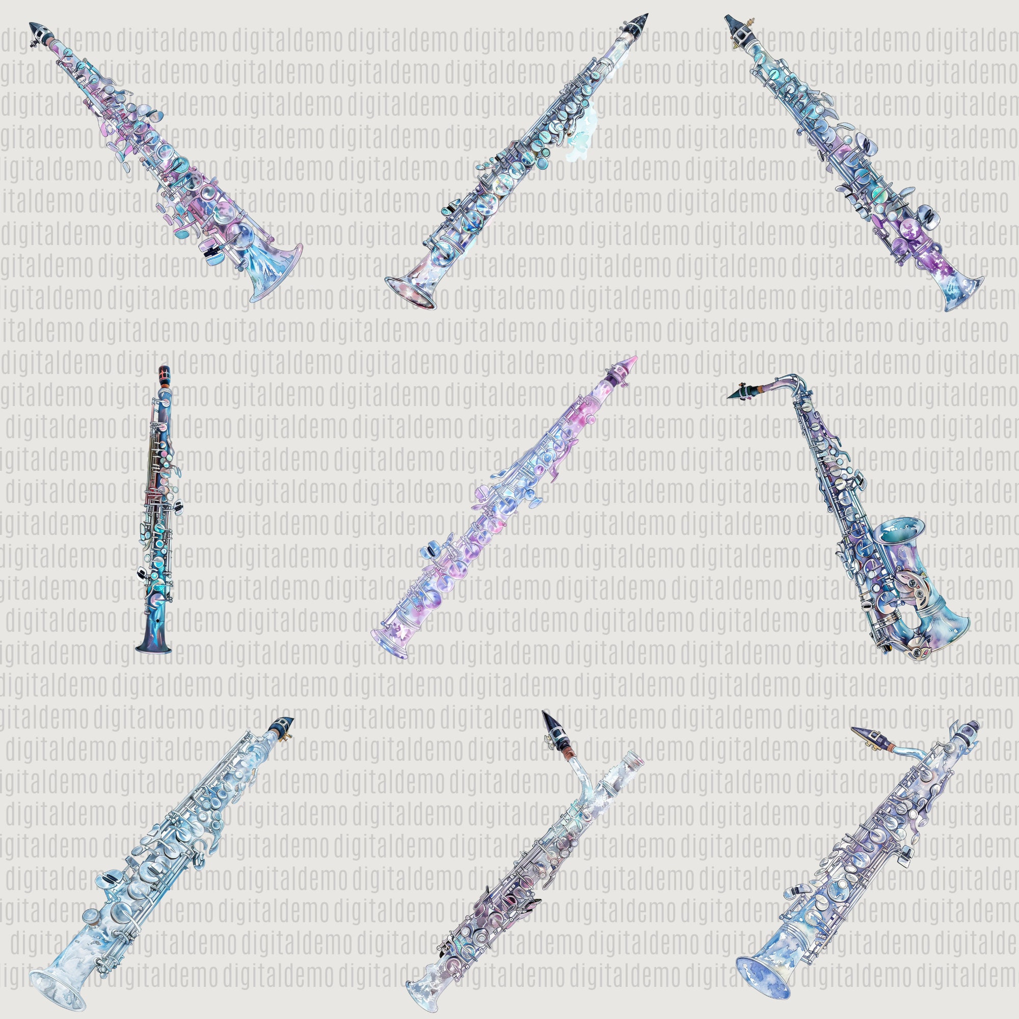 50 Watercolor Clarinets Clipart PNG Bundle - - Personal and Commercial ...