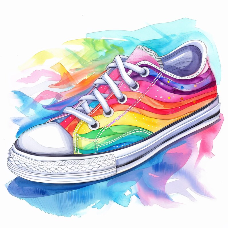 Spring Sneakers Clipart 25 High Res Watercolor JPG Junk Journals , Card ...