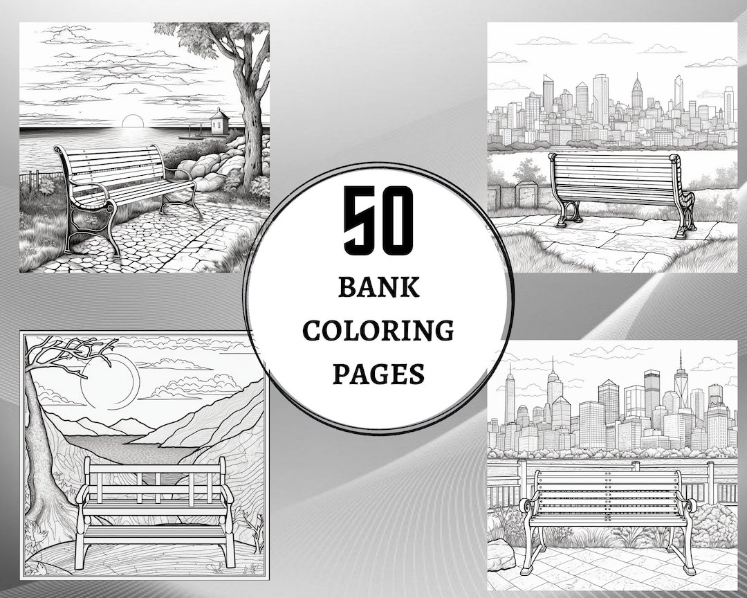 50 Bench With Colorıng Pages | Printable PDF A4 | Cute Kids Coloring ...