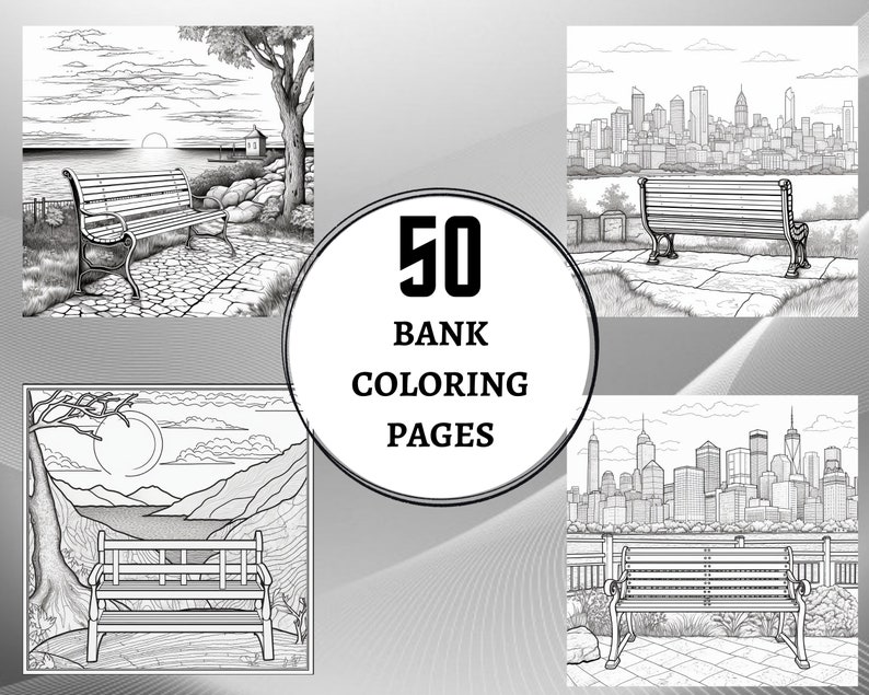 50 Bench With Colorıng Pages | Printable PDF A4 | Cute Kids Coloring ...