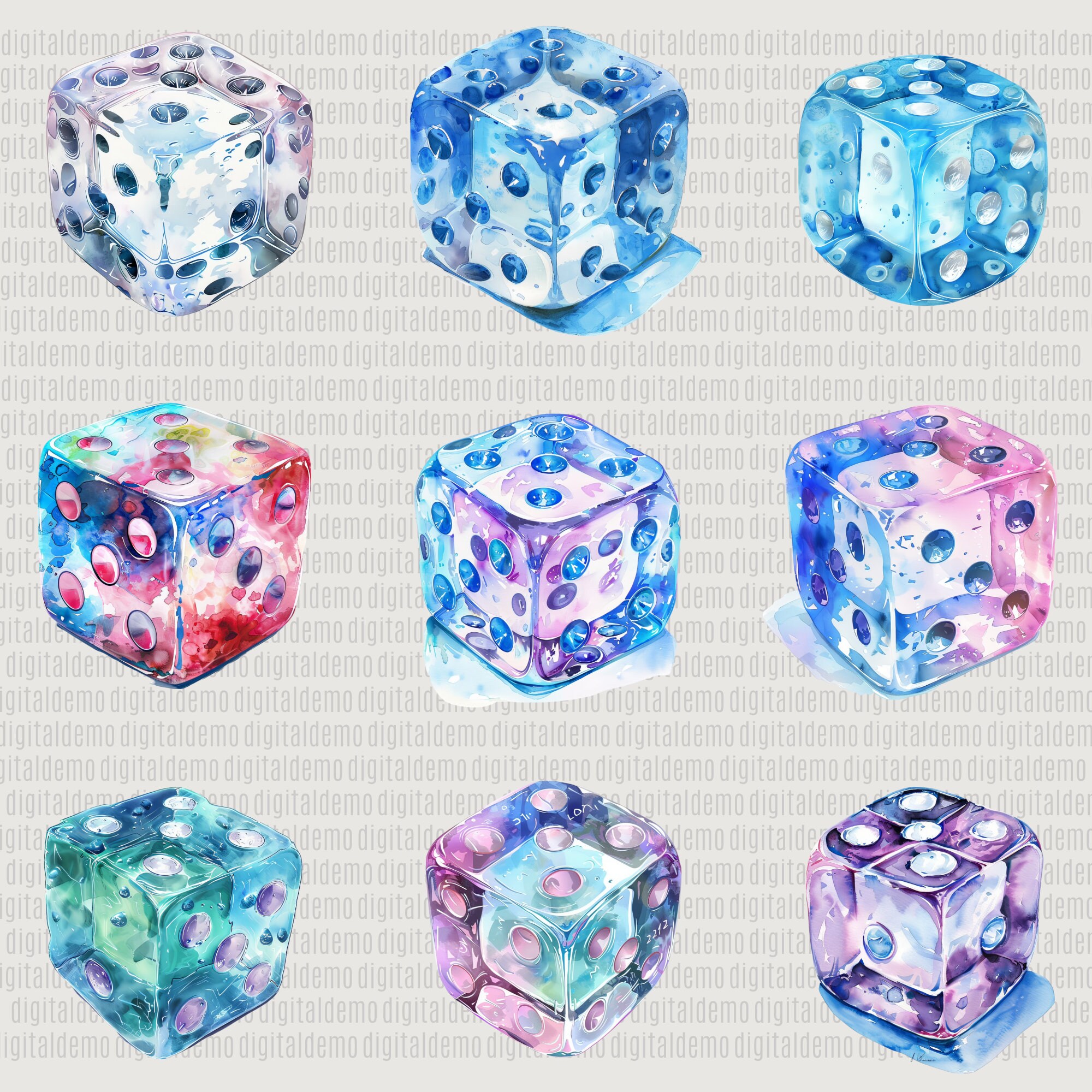 50 Watercolor DICE Clipart PNG Bundle - - Personal and Commercial Use ...