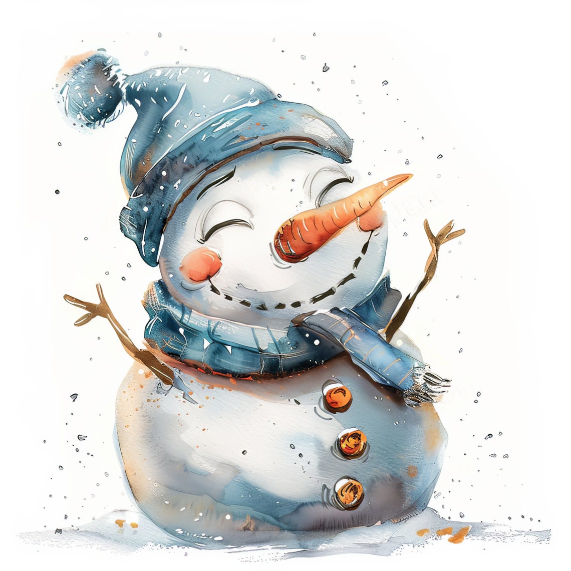 50 Watercolor Animated Snowmen Clipart PNG Bundle - - Personal and ...