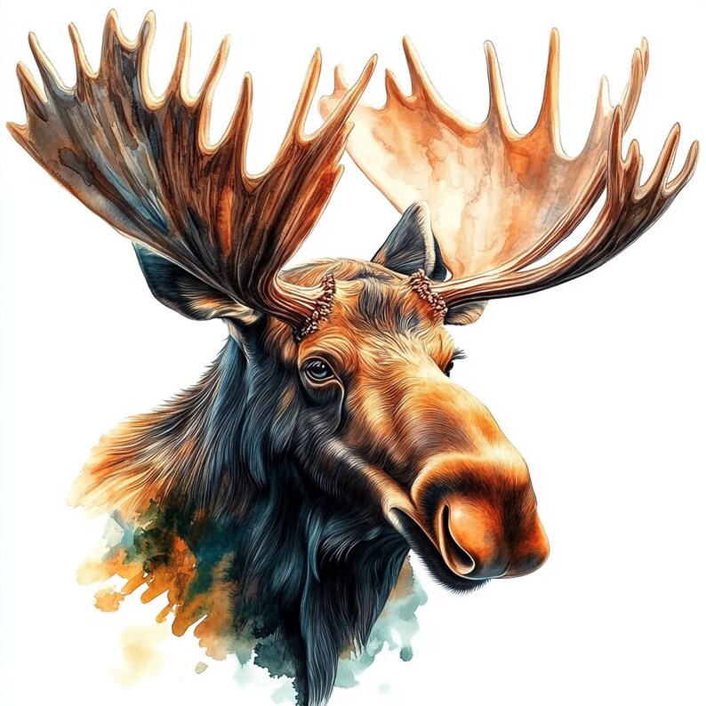25 High-res Moose Watercolor Clipart | Digital Download Kit | Fantasy ...