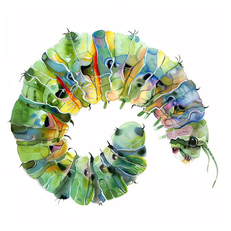 50 Watercolor Caterpillar Clipart PNG Bundle - - Personal and ...