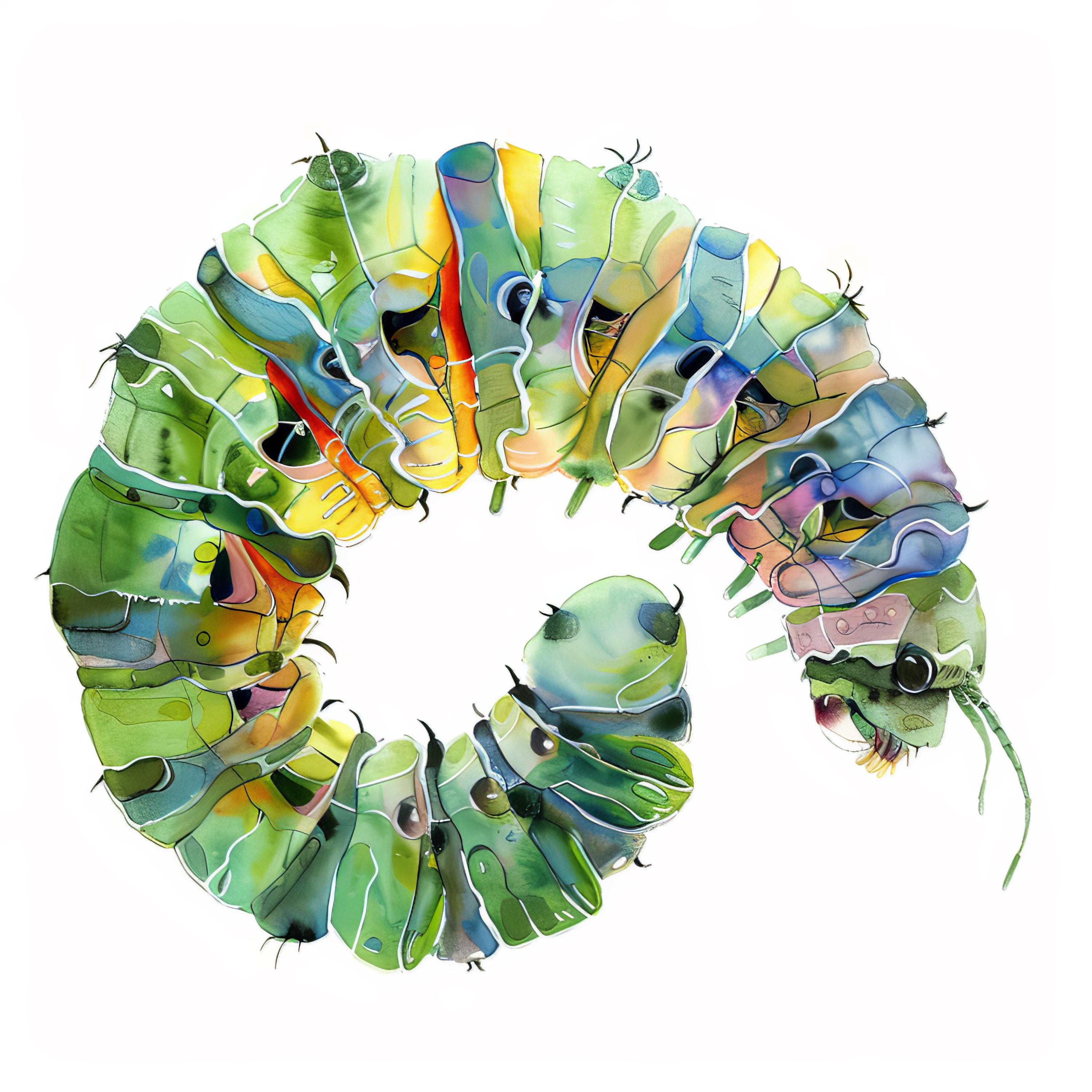 50 Watercolor Caterpillar Clipart PNG Bundle - - Personal and ...