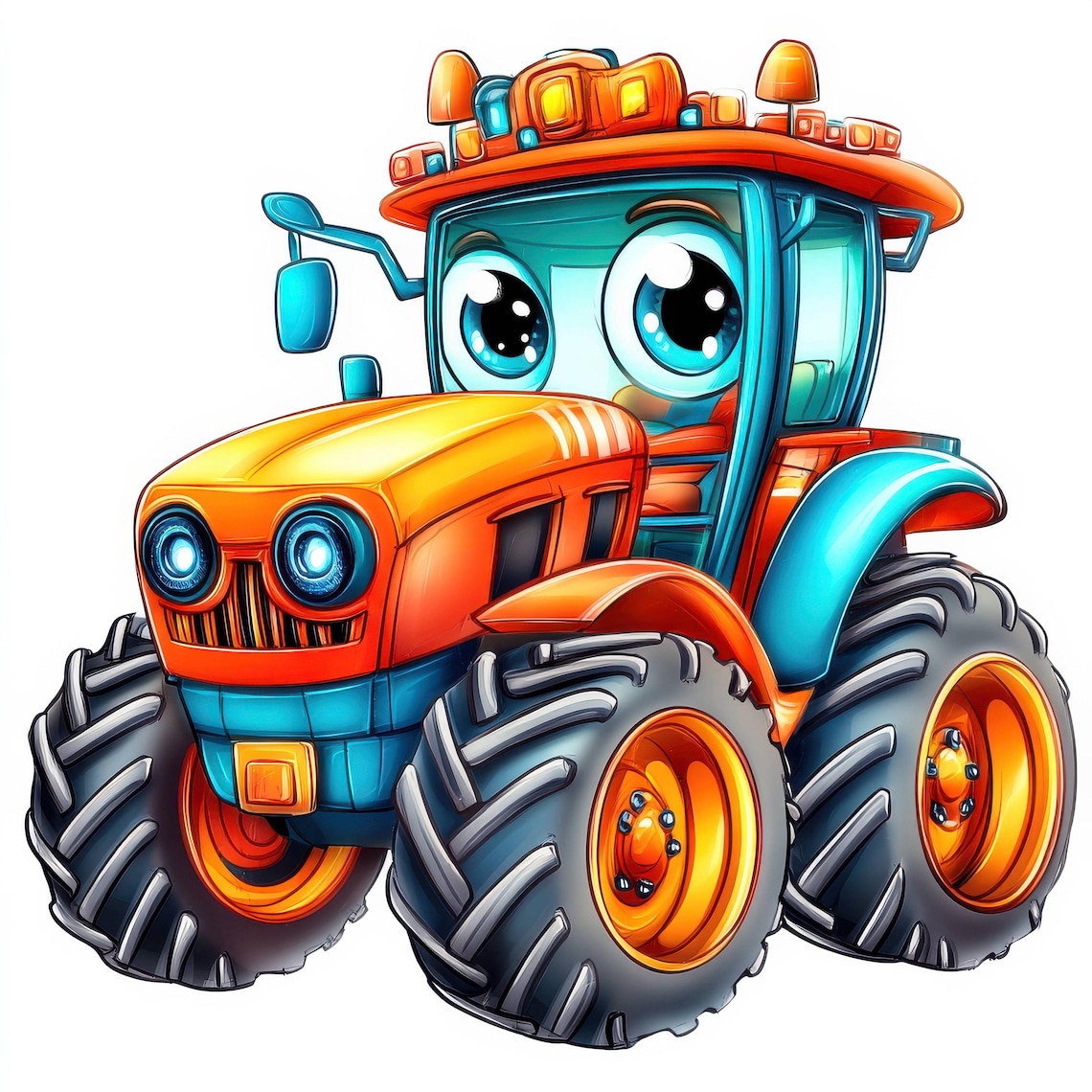 24 Cute Cartoon Tractor Clipart – High Res Watercolor Jpgs | Farm ...