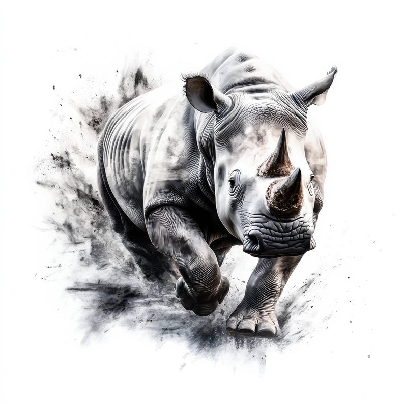 12 Rhino Clipart | Majestic Watercolor Rhinoceros Illustrations for ...