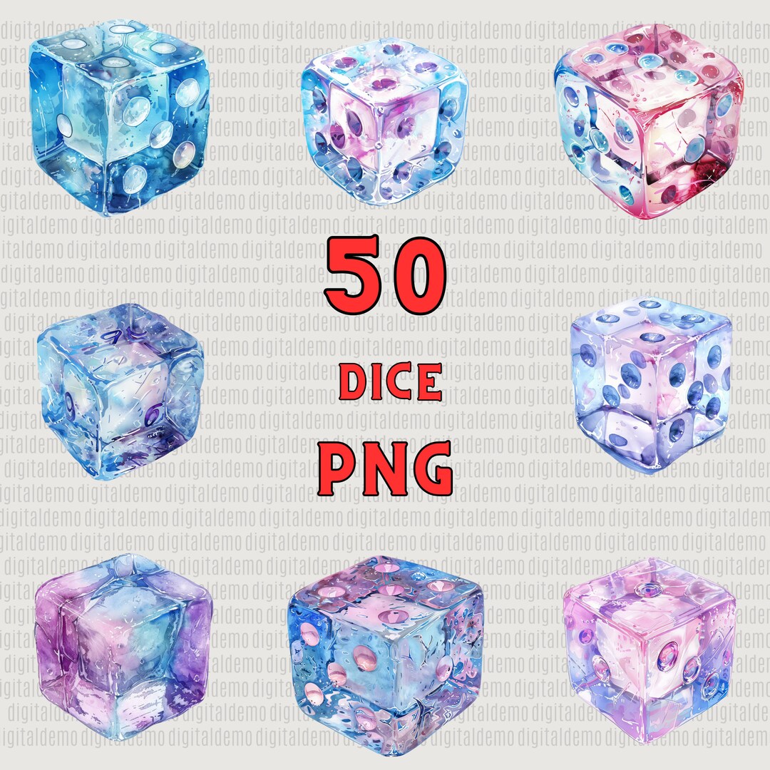 50 Watercolor DICE Clipart PNG Bundle - - Personal and Commercial Use ...