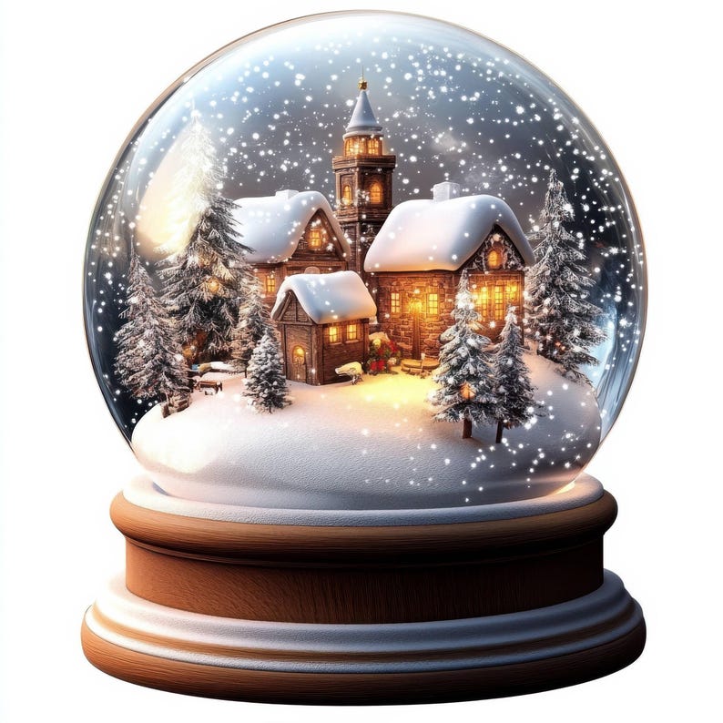 24 Snow Globe Clipart – High Res Watercolor Jpgs | Winter Wonderland ...