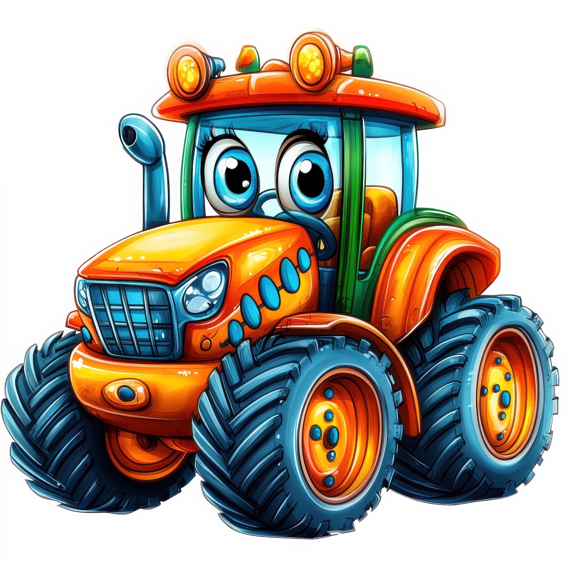 24 Cute Cartoon Tractor Clipart – High Res Watercolor Jpgs | Farm ...