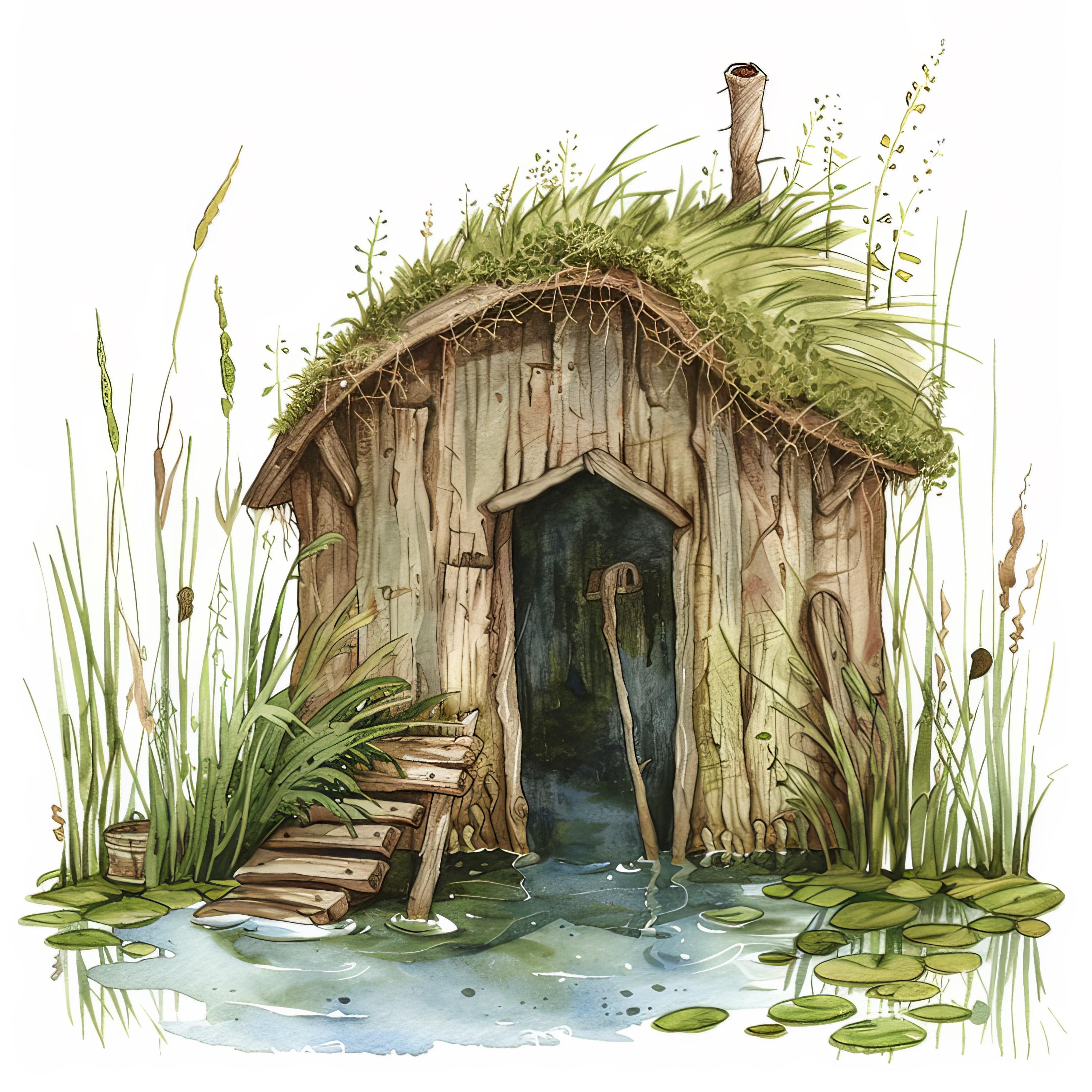 Mystical Swamp Cottage Clipart 25 High Res Watercolor JPG Junk Journals ...