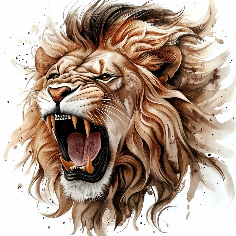 21 Enraged Lion Clipart | Powerful Furious Lion Illustrations for ...