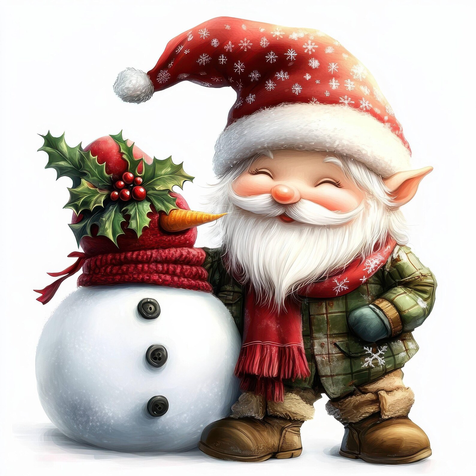16 Christmas Gnome Clipart | Festive Holiday Gnome Illustrations for ...