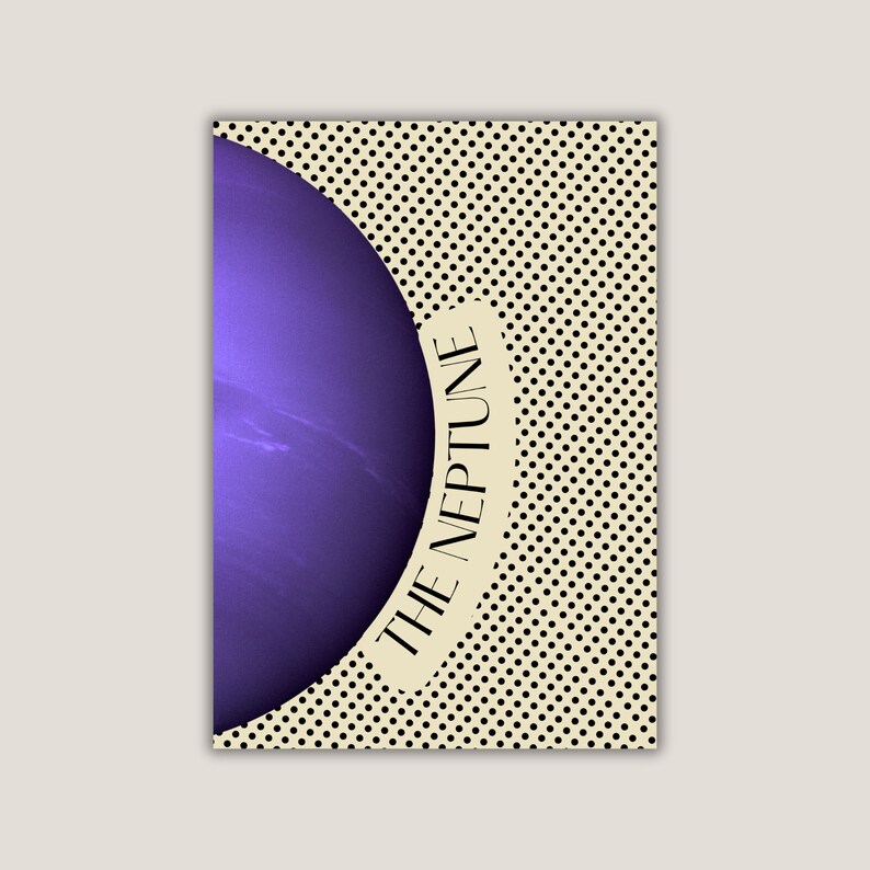 Vintage Neptune Poster, Aesthetic Design, Retro Planet Art, Wall ...
