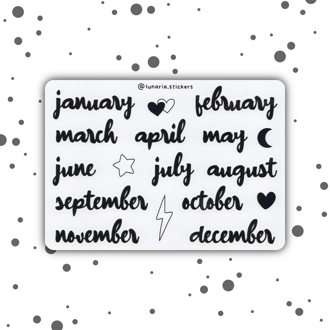 12 Months Headers Monthly Headers Stickers Sheet Planner Stickers ...